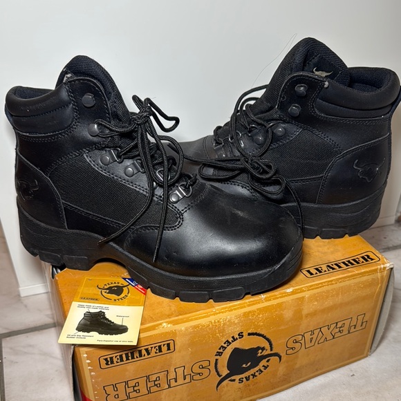 Texas Steer | Shoes | Black Hightop Tactical Boots With Laceup Closure ...